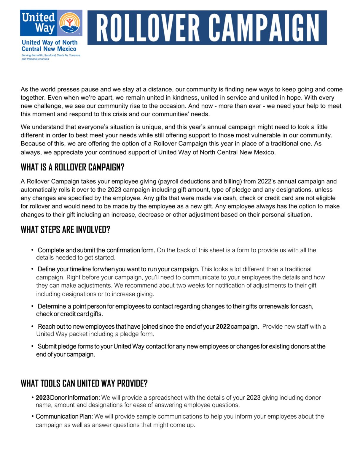 Workplace Campaign Toolkit | United Way of North Central New Mexico